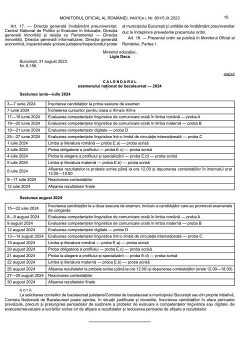 Bacalaureat – iunie-iulie 2024 | Liceul Tehnologic Alexandru Borza